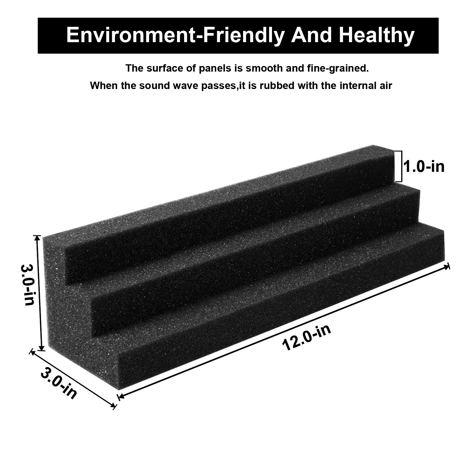 Satsuki Acoustic Foam Panels, Bass Traps Panels Sound Proofing Studio Foam Padding 12" X 3" X 3",Bass Trap Studio Corner Wall in Studios or Home Theater (12 Pack)