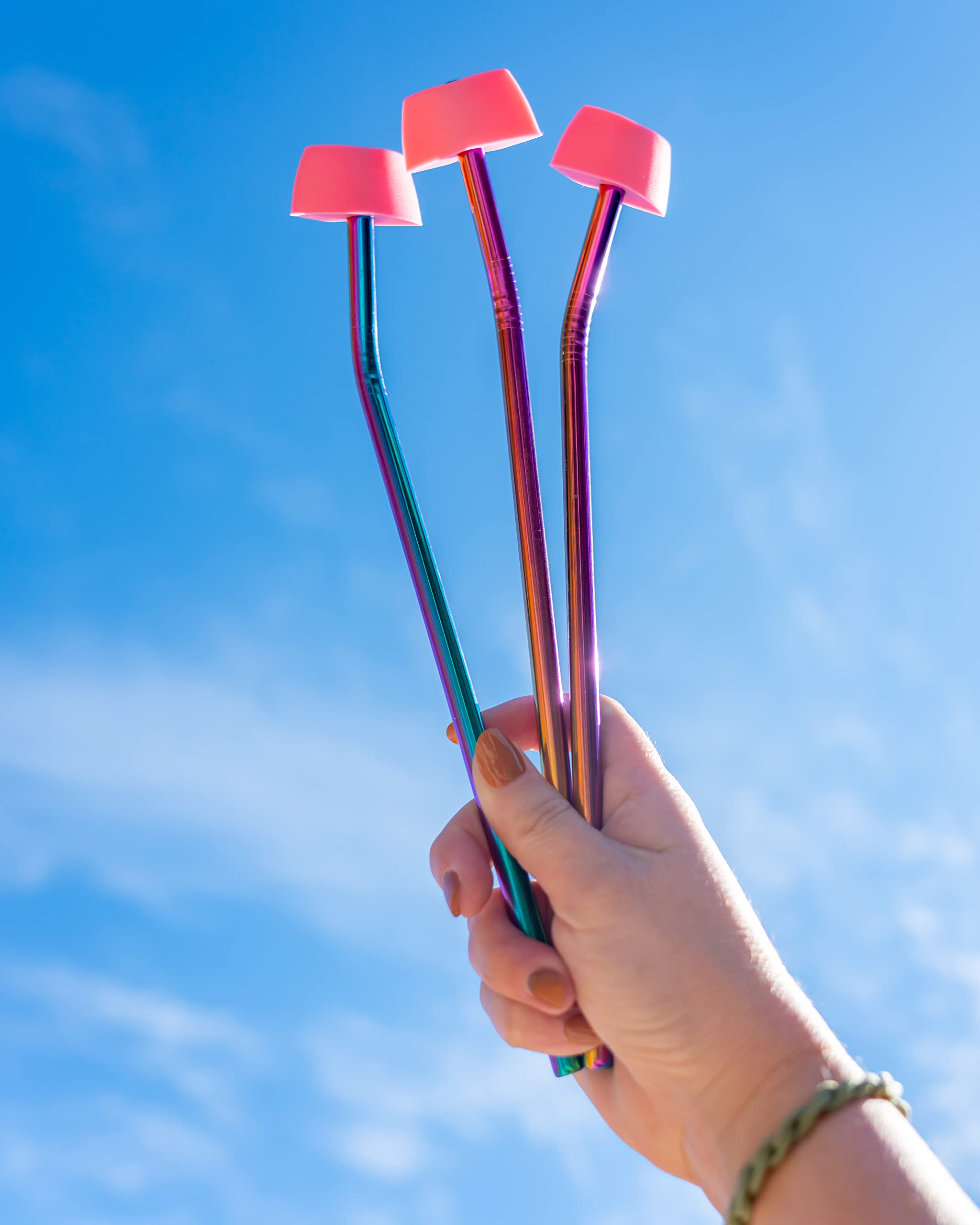 LipSip. Sip from a Straw Without pursing Your Lips to Help Prevent Lip Lines & Wrinkles. BPA-Free Dishwasher Safe Ecofriendly (Pink & Rainbow)