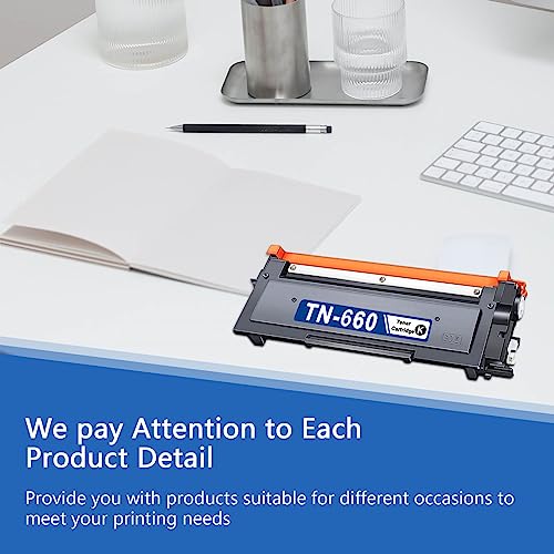 TN660 High Yield Toner Cartridge Black Compatible 2 Pack Replacement for Brother TN 660 HL-L2300D HL-L2320D HL-L2380DW MFC-L2700DW MFC-L2707DW MFC-L2740DW DCP-L2540DW Printer Toner