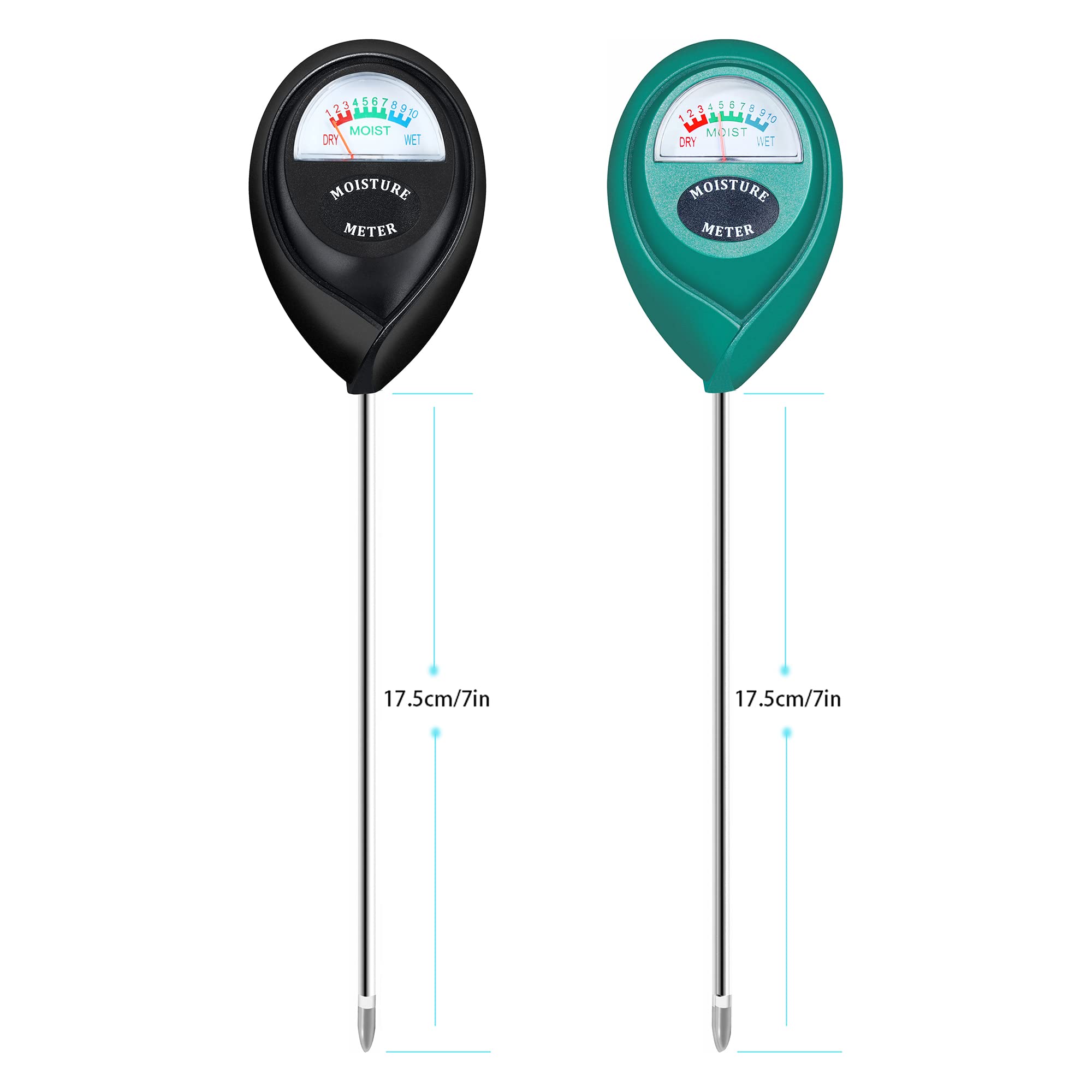 XLUX Soil Moisture Meter Sensor, Water Monitor Indicator Sensor, Hygrometer for Outdoor Indoor Large Pot Plants, Black and Green, 2 Pack