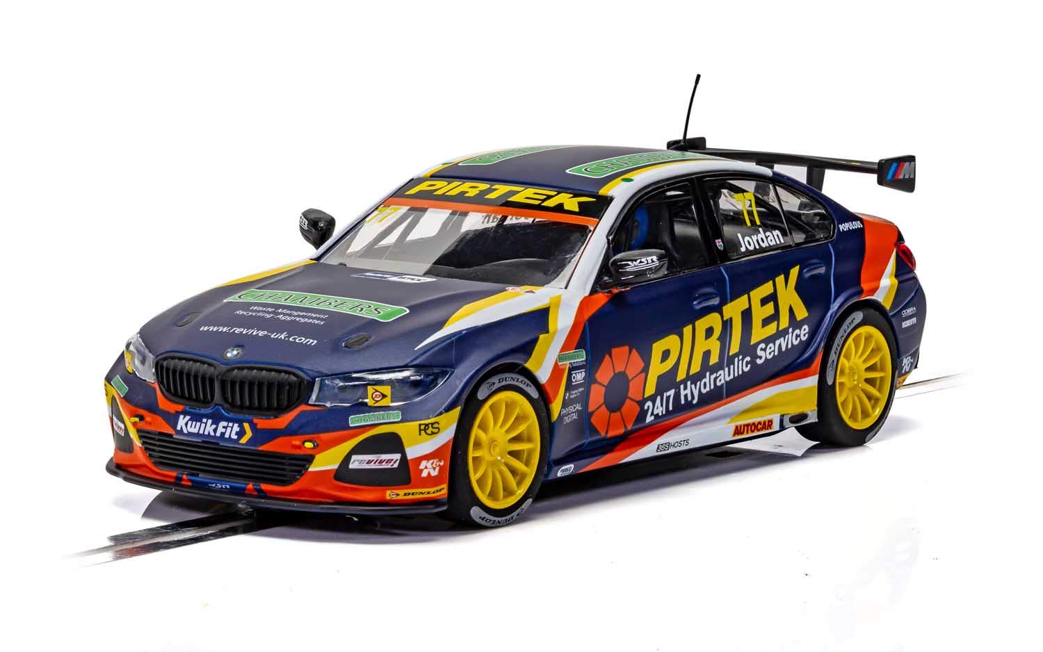 Scalextric BMW 330I M-Sport BTCC Pirtek 1:32 Slot Race Car C4194, Blue & Yellow