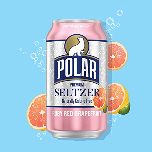 Polar Seltzer Water Ruby Red Grapefruit, 12 fl oz cans, 24 pack