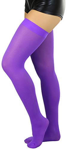 ToBeInStyle Women's Nylon Thigh High Schoolgirl Opaque Stockings (Purple)