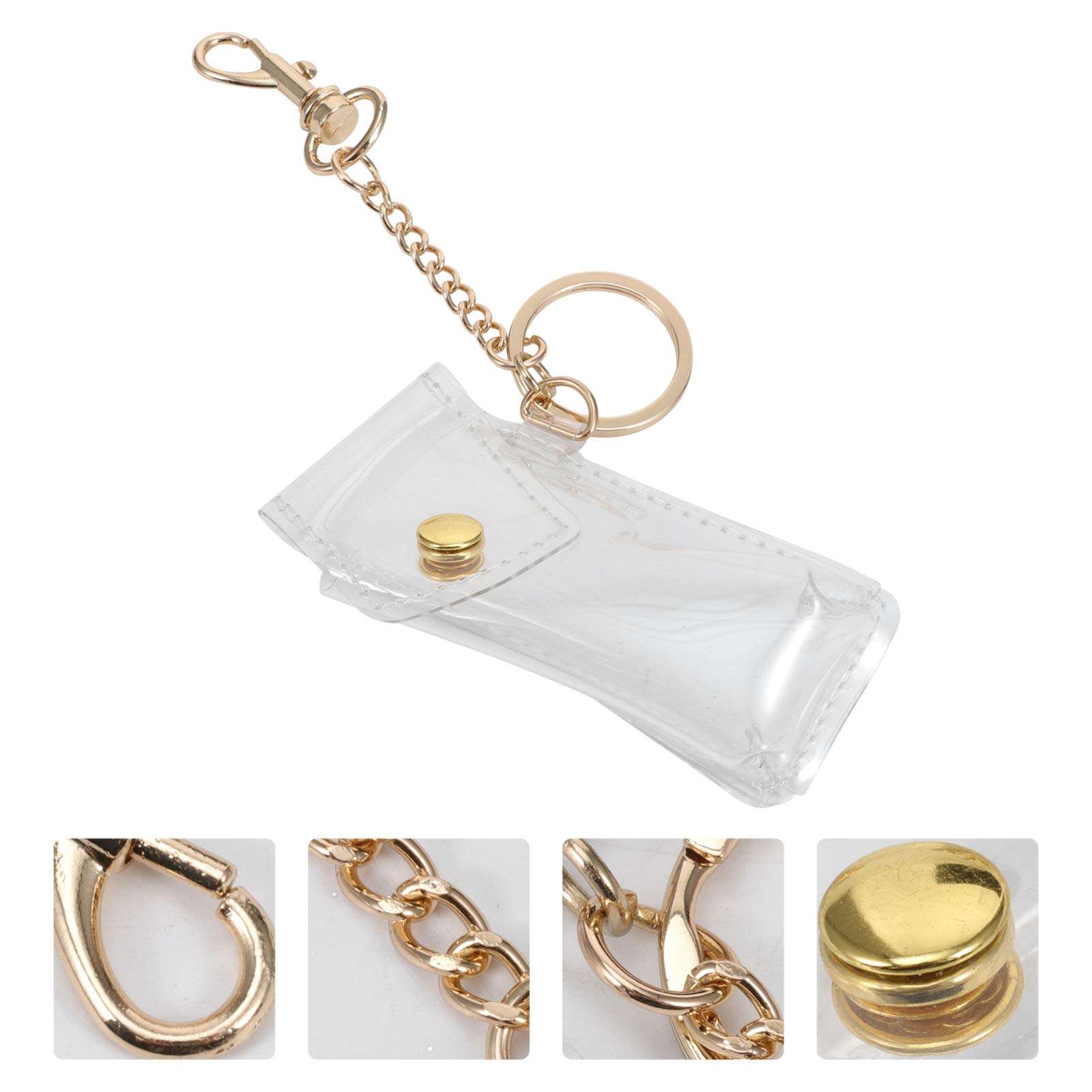VALICLUD Clear Lipstick Keychain 2 pack keychain holder lip balm keychain holder keychain cap Keychain Clear