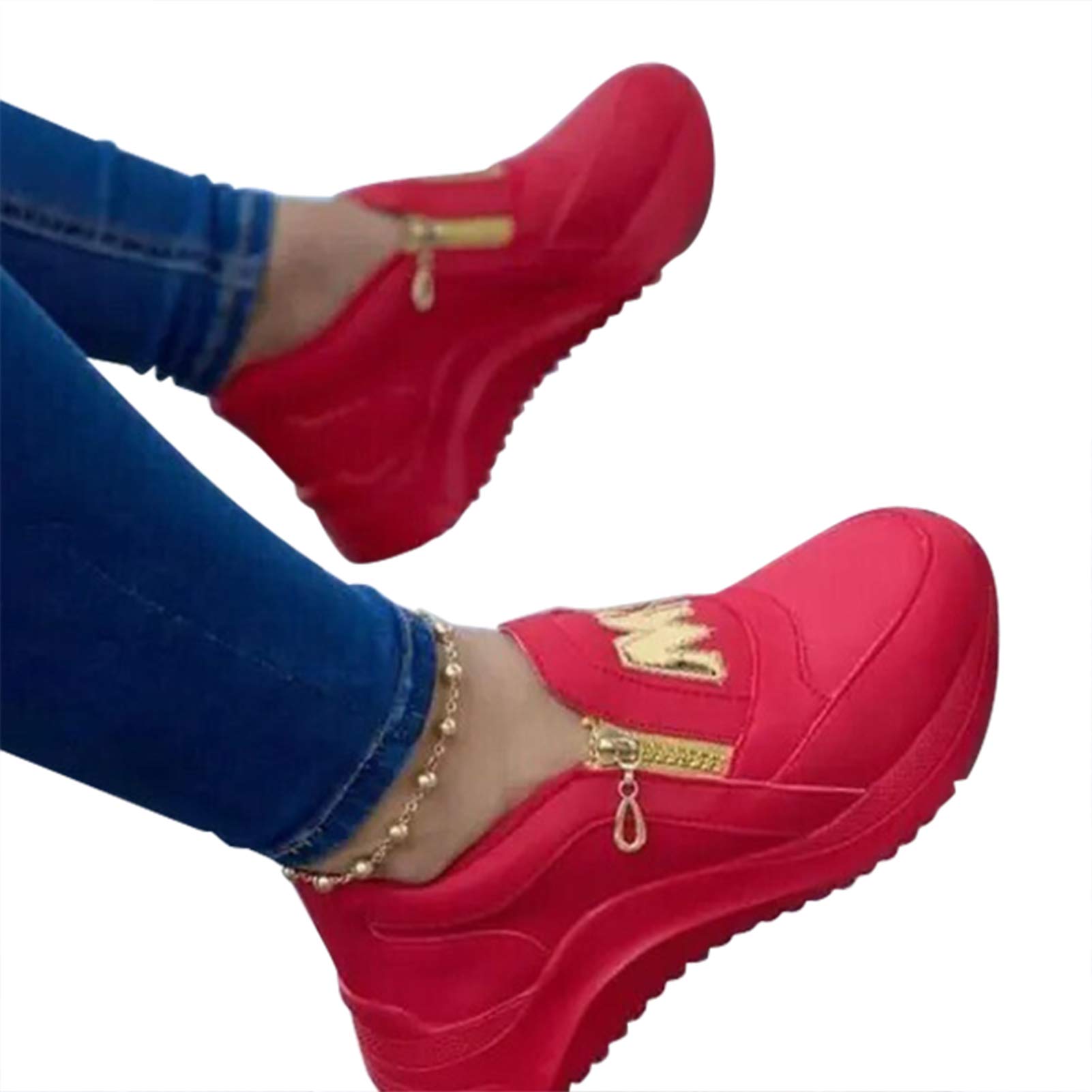 VALINK Women's Climbing Shoes,Comfort Athletic Casual Shoes,Fashion Letter Decoration Comfortable Zipper Design Sneakers Round Toe Shoes for Women