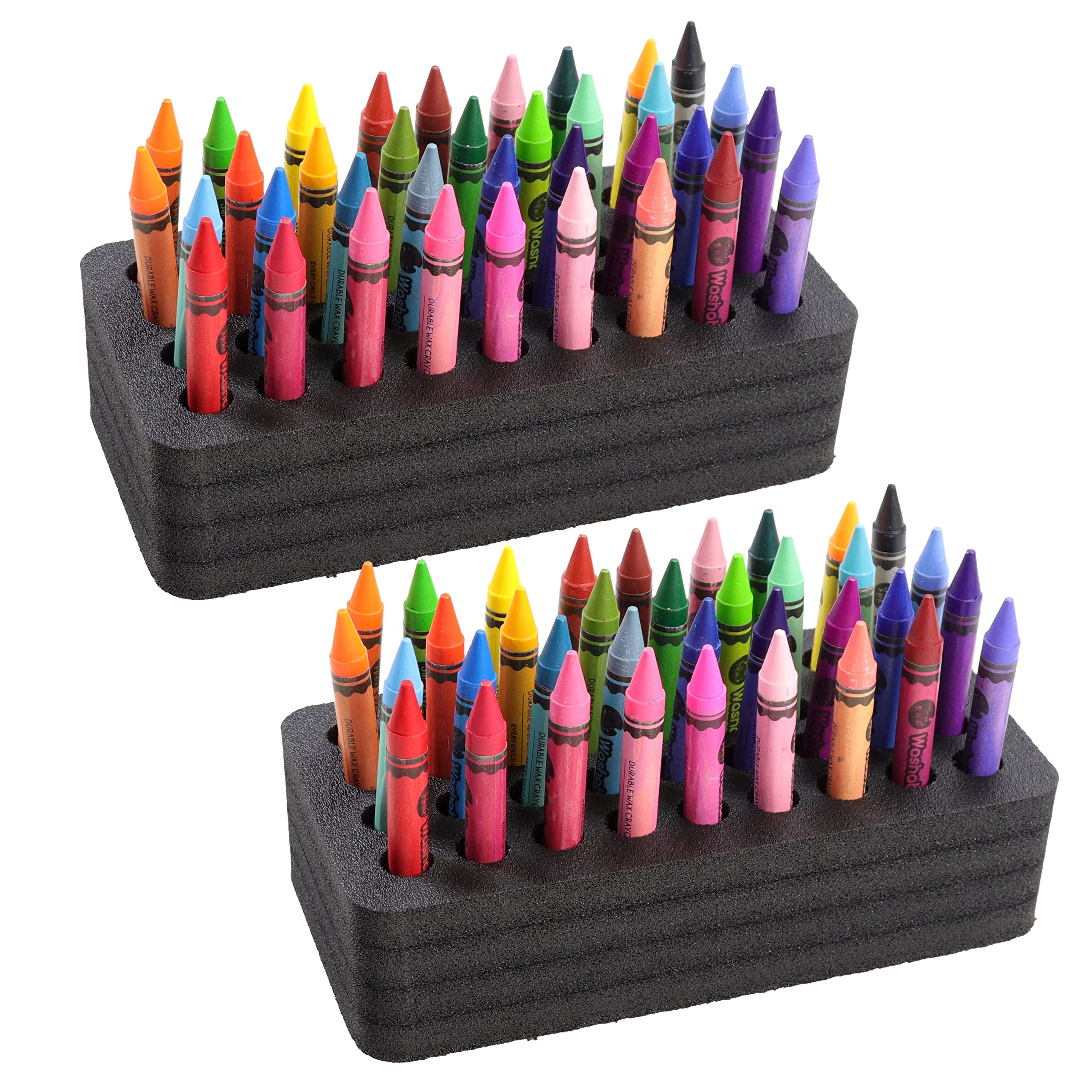 Polar Whale 2 Jumbo Washable Crayon Desk Stand Organizers Compatible with Jar Melo and Others Design Storage Tray Supply Non-Scratch Non-Rattle Washable Durable Black Foam Each Holds 36