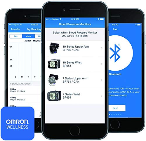 Omron 7 Series Wireless Upper Arm Blood Pressure Monitor; 2-User, 120-Reading Memory, BP Indicator LEDs, Bluetooth Works with Amazon Alexa by Omron