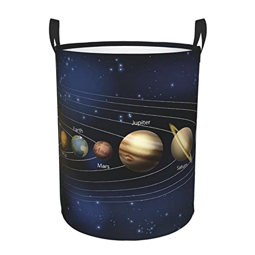 Solar Around Planet Sun Universe System Laundry Hamper With Handle Foldable Durable Laundry Basket Storage Bin Dirty Clothes Organizer Bag For Bedroom Bathroom Nursery