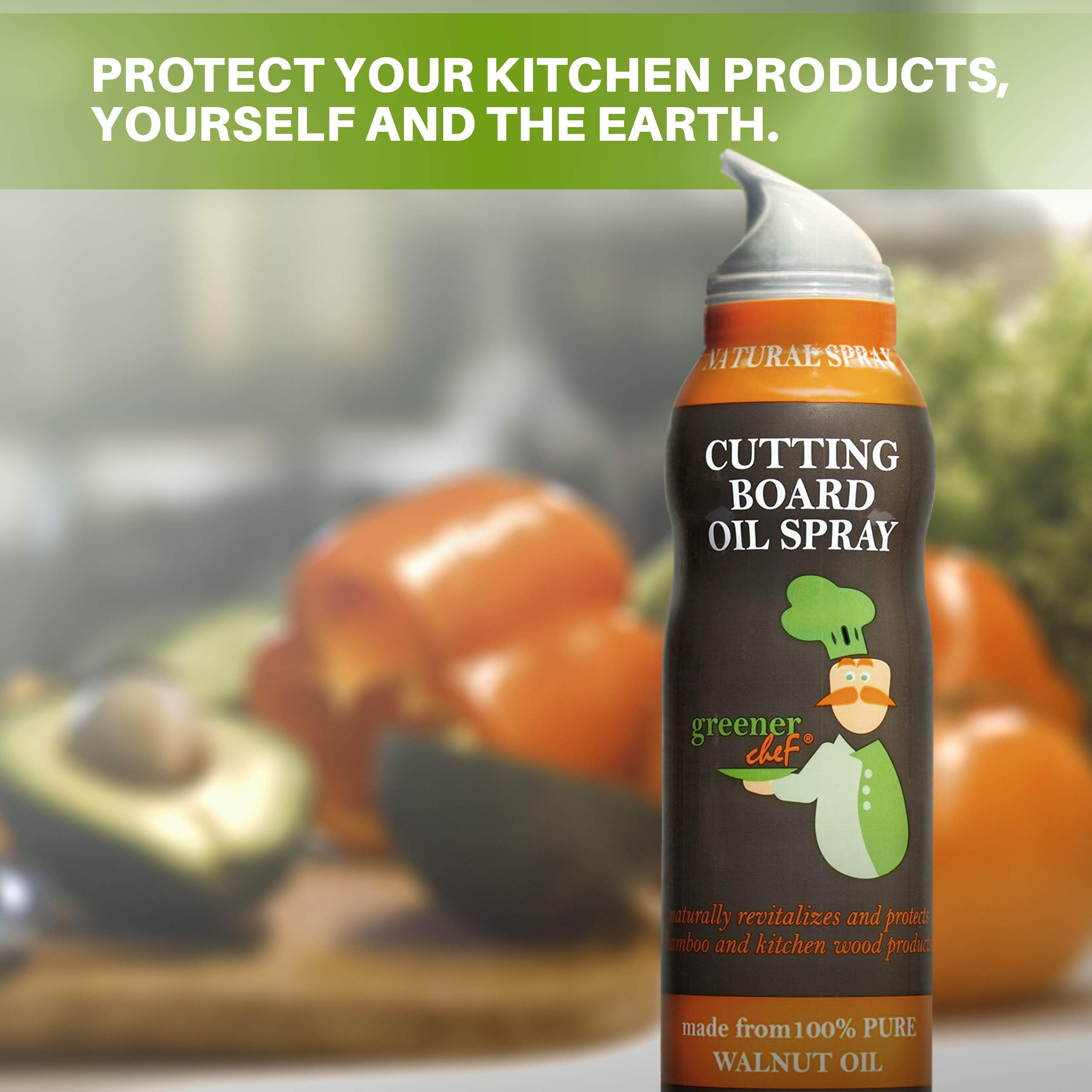 XXL Bamboo Cutting Board and Food Grade Oil Spray by Greener Chef