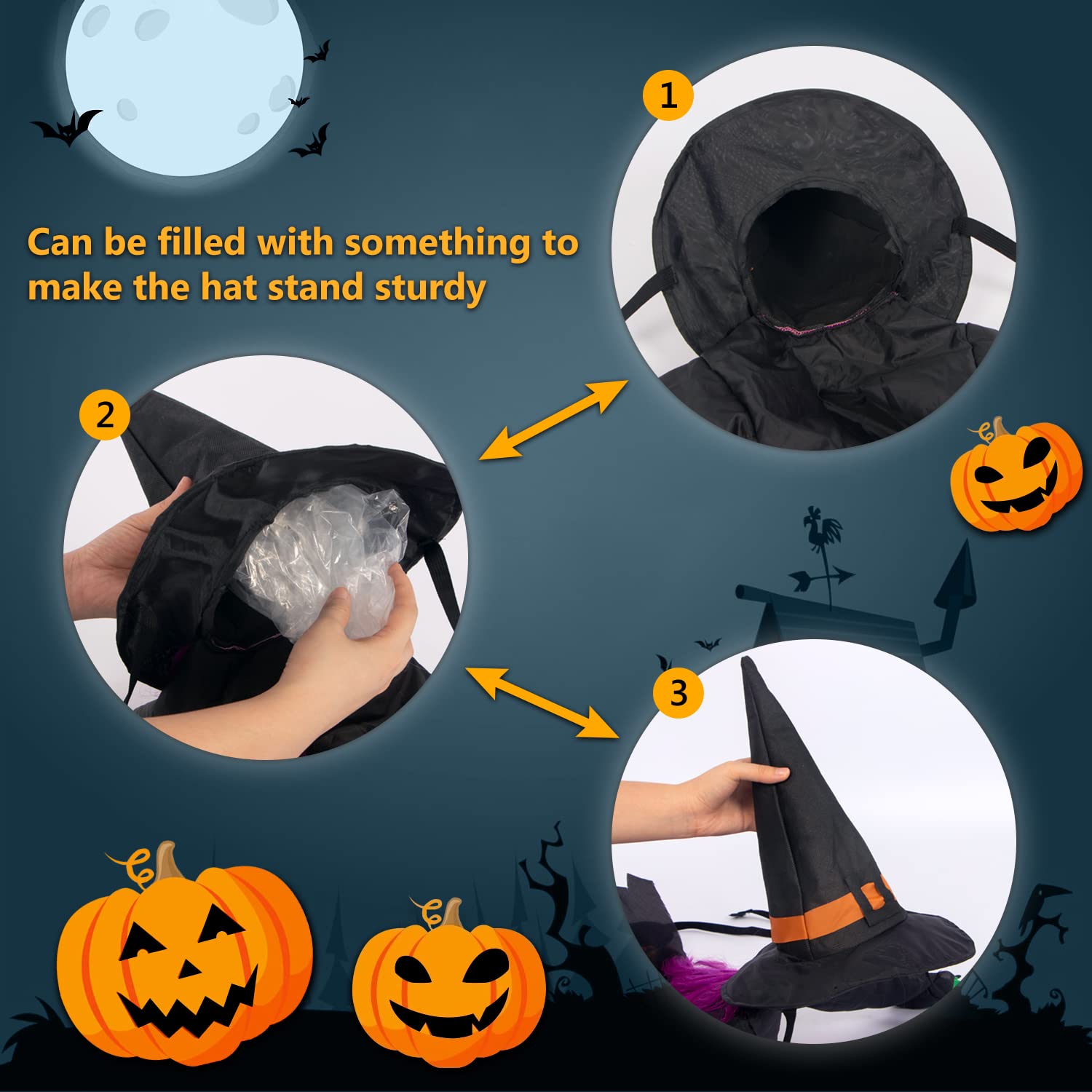 Y- STOP Nylon Crashing Witch, Halloween Decorations Outdoor Witch with Adjustable Band, Door Porch Tree Halloween Decor Props