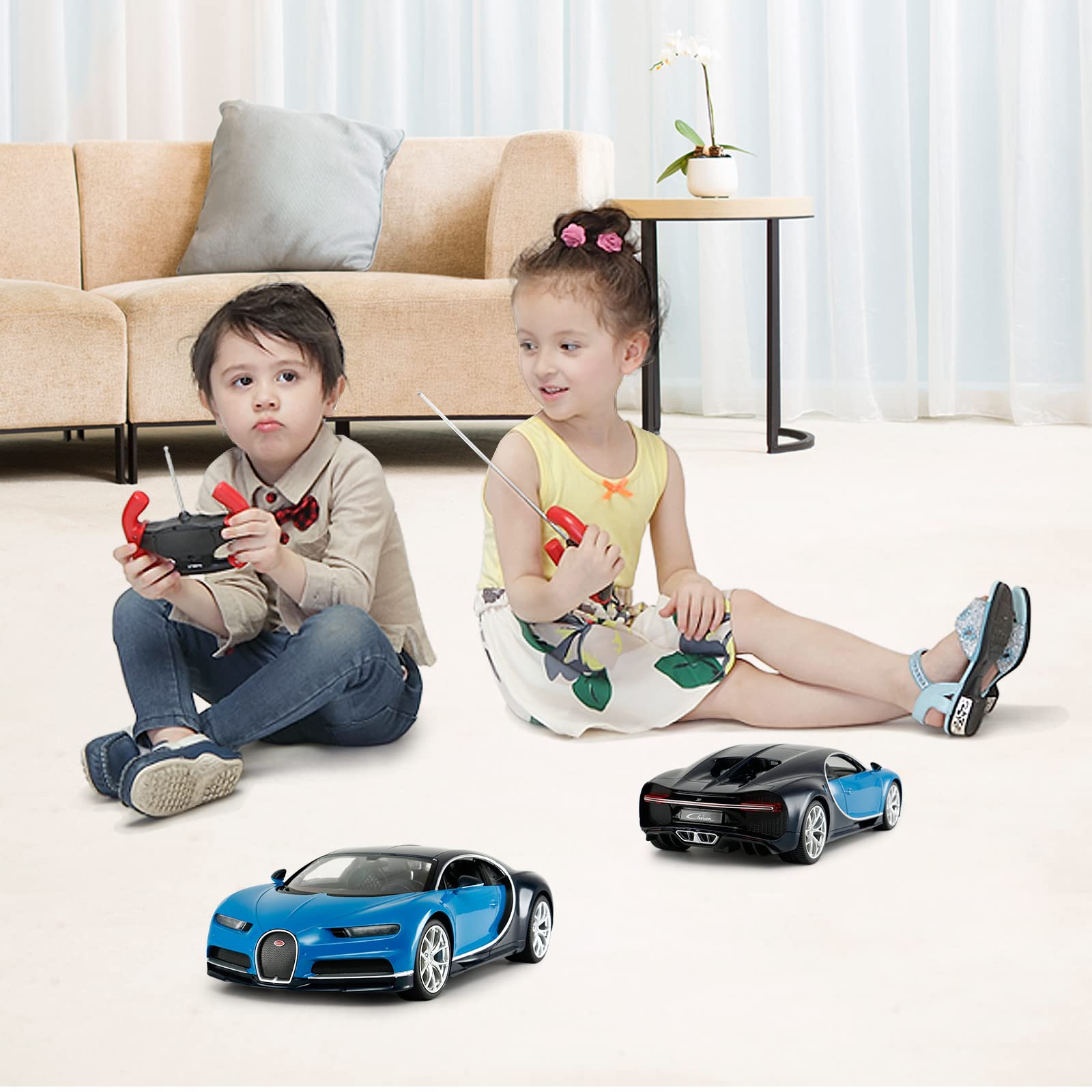 RASTAR RC Bugatti Chiron Remote Control Car, 1/14 Bugatti Chiron RC Car - Blue
