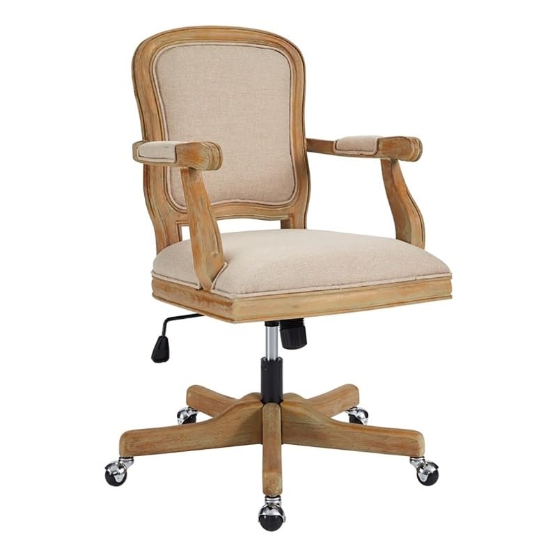 Riverbay Furniture Transitional Wood Swivel Office Chair in Rustic Natural Brown