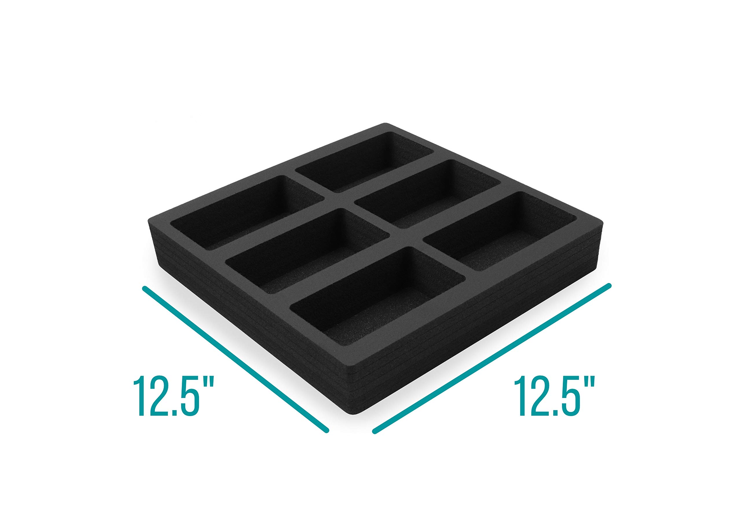 Polar Whale Tea Bag Storage Deluxe Organizer Tray Drawer Bin Insert for Kitchen Home Office Condiments Packets Waterproof Washable Black Foam 6 Compartment 12.5 X 12.5 Inches