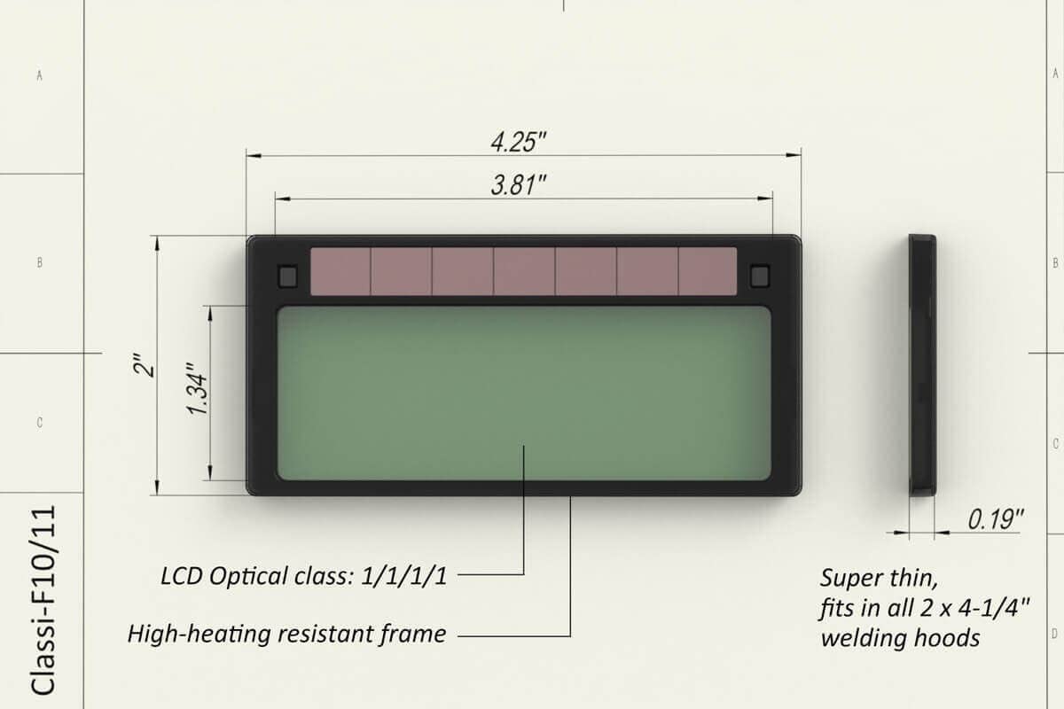 Tefuawe 2x4 1/4 Auto Darkening Welding Lens, Low Amps 5A Tig, Shade 10, Ultra Clear, Cool Blue Color for Pipeliner and Pancake Welding Hood