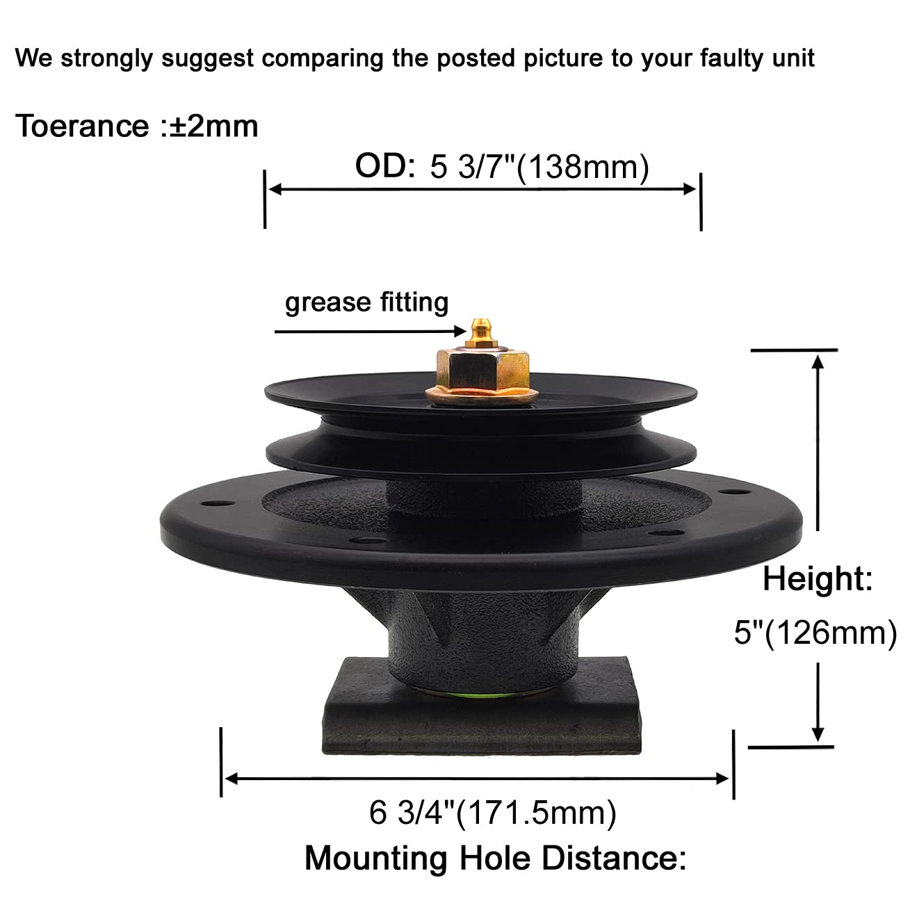 q&p Outdoor Power 99-4640 2-1/2 Blade Saddle Spindle Assembly Replaces Toro 994640 Oregon 82-676 Cast Iron for Outer Spindles (RH LH) on Toro Commercial Z Master Mowers with 62" Decks