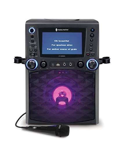 Singing Machine STVG885BK Bluetooth Karaoke System with 7" Color Monitor, music-syncing LED Lights, CD+G