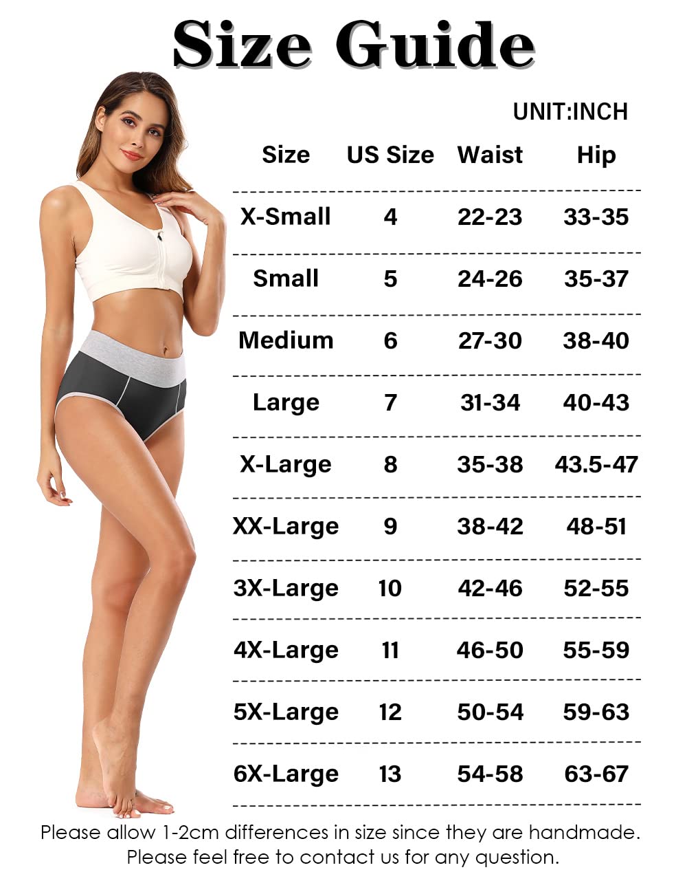 POKARLA Womens Cotton Underwear High Waist Full Coverage Briefs Soft Breathable Postpartum Panties Stretch Underpants Regular & Plus Size
