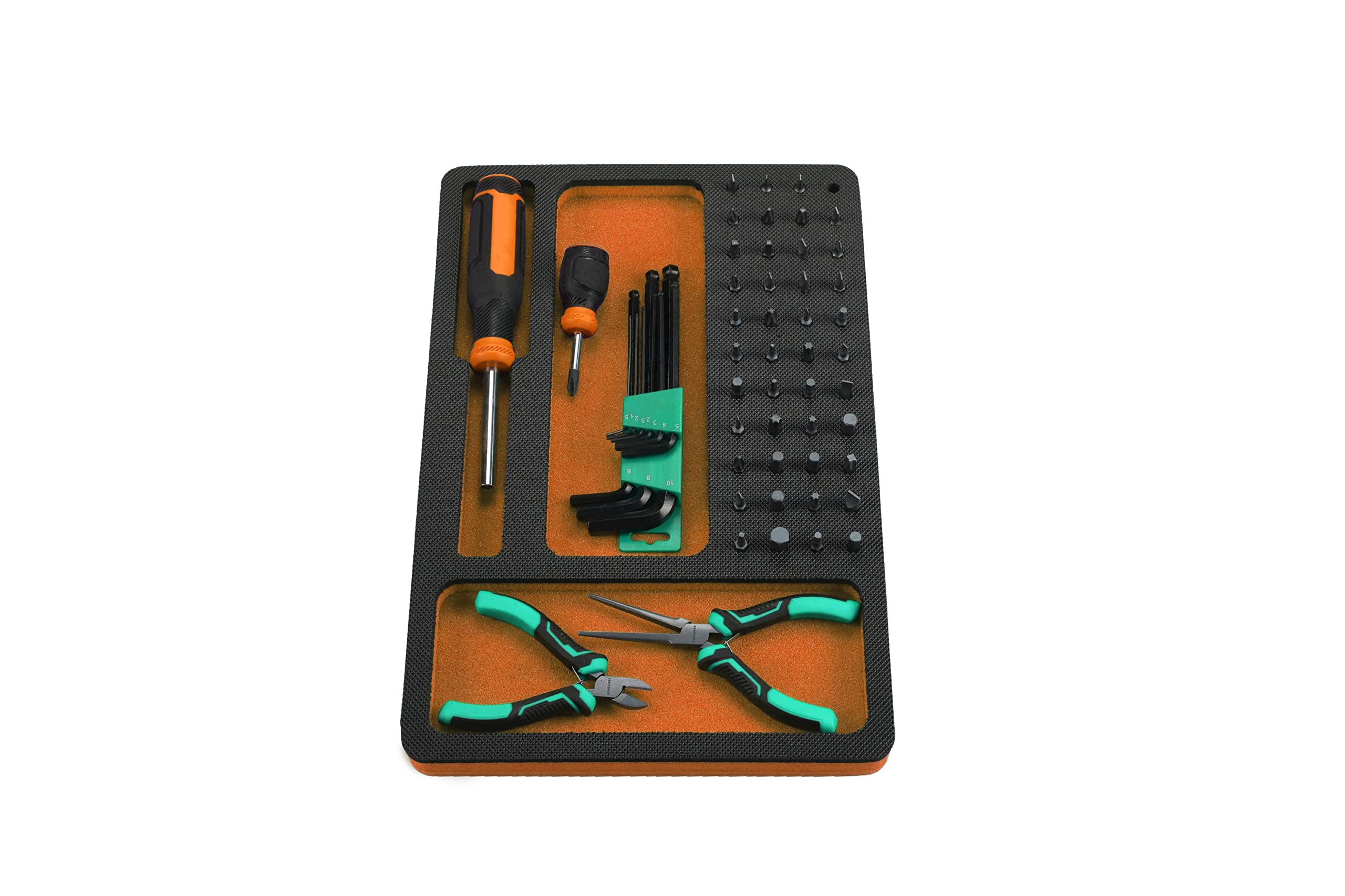 Polar Whale Tool Drawer Organizer Socketed Screwdriver Holder Insert Blue Black Durable Foam Tray 15 x 10 Inches Holds Drivers Up To 10 Inch Holds 44 Bits Fits Craftsman Husky Kobalt Milwaukee Others