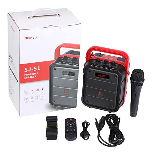 Shinco Bluetooth Speaker with Microphone, Portable Karaoke Machine with Remote Control, Audio Recording, FM Radio, Perfect for Kids
