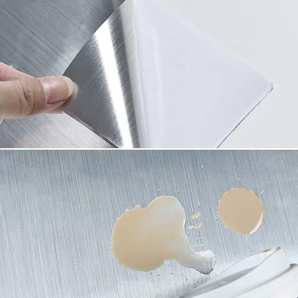 Yancorp 16" X 120" Silver Contact Paper Stainless Steel Contact Paper Peel and Stick on Removable Countertop Self-Adhesive Kitchen Fridge Liner Covers (15.7"x120")