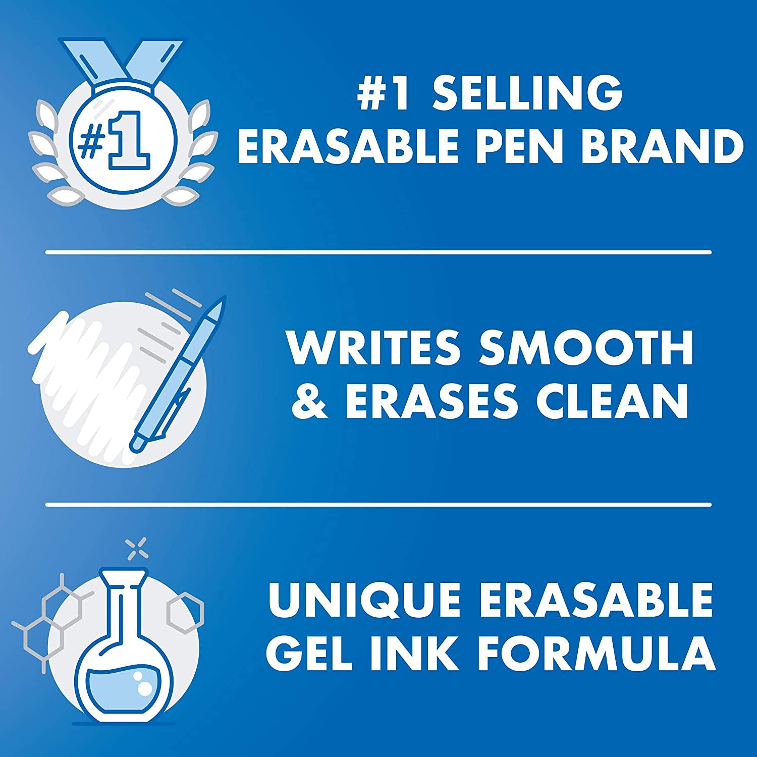 Pilot, FriXion ColorSticks Erasable Gel Ink Pens, Fine Point 0.7 mm, Pack of 12, Blue