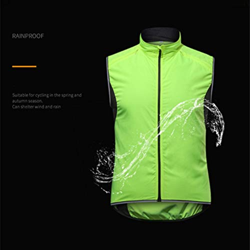 Shlia Men's Cycling Running Jacket Windproof Vests Bike Sleeveless Jackets Water-Resistant Coat (Green,XL)
