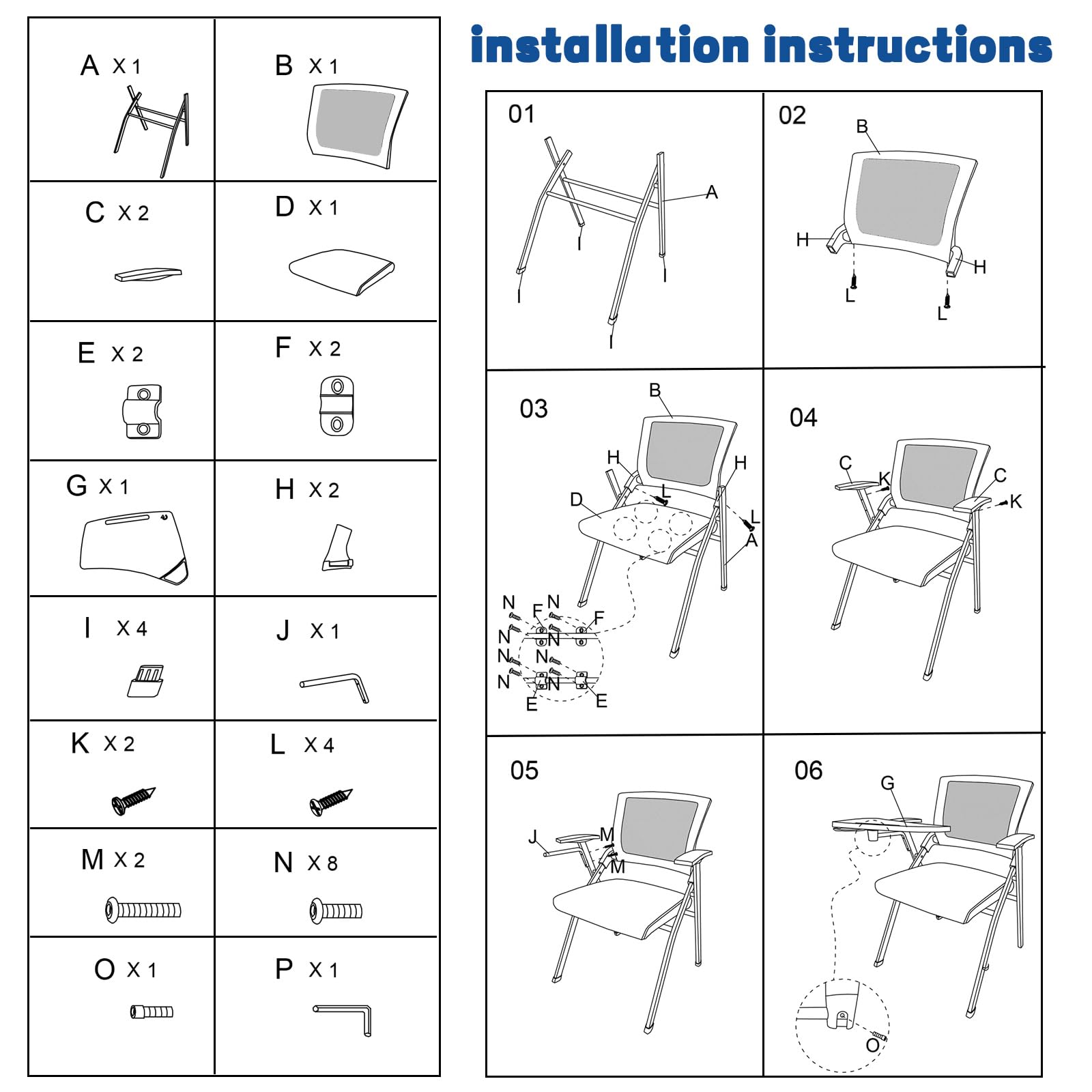 Sintuff Tablet Arm Folding Chair with Caster Wheels Chair with Desk Attached Collapsible Conference Room Chair Mesh Back Foldable for Guest Office School Classroom Training Waiting Room (Black, 2 Pcs)