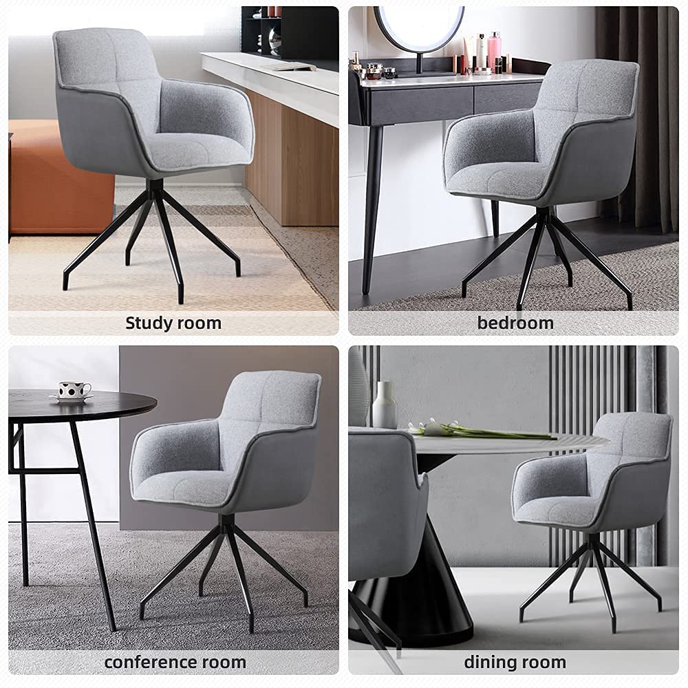 Rotatable Ergonomic Computer Desk Chair with Armrests Upholstered Seat Reception Sofa Armchair for Living Room Lounge Restaurant Office Study Chair(Grey)