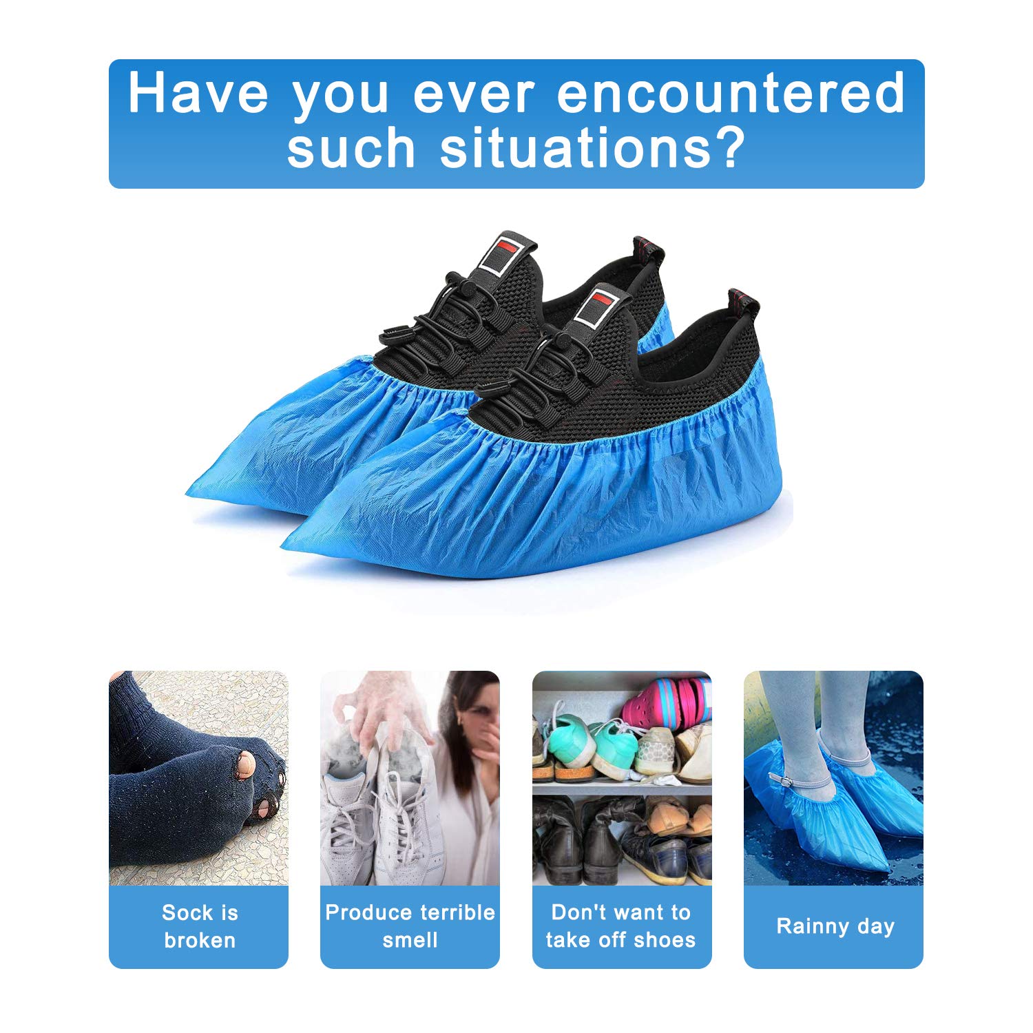 Shoe Covers Disposable -100Pack (50Pairs) Disposable Shoe & Boot Covers Waterproof Non-Slip, Durable Boot&Shoes Cover, One Size Fits All (CPE Plastic)