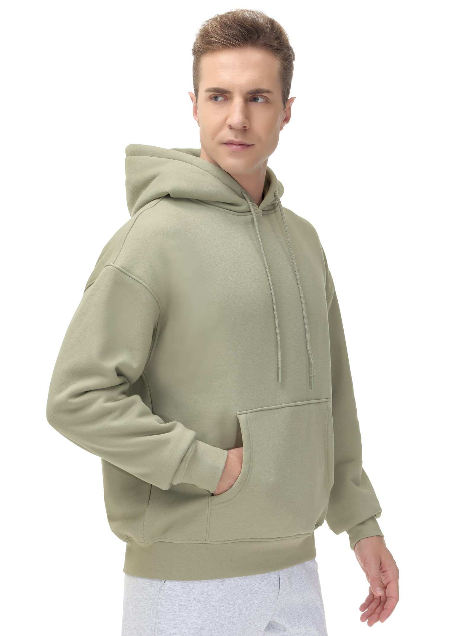 THE GYM PEOPLE Men's Fleece Pullover Hoodie Loose Fit Ultra Soft Hooded Sweatshirt With Pockets Light Green