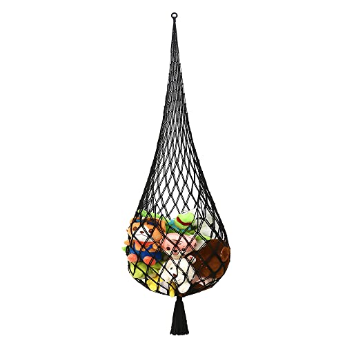Stuffed Animal Storage Net Hammock, LAT Hanging Toy Net Stuff Animal Storage Organizer Hanger for Kids Room Bedroom Playroom (Black)