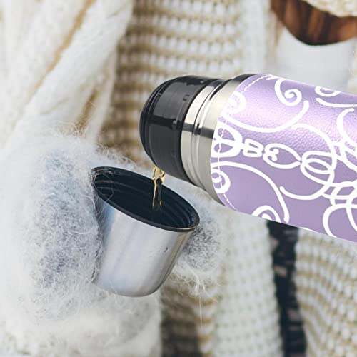 Stainless Steel Leather Vacuum Insulated Mug Vintage Flower Texture Thermos Water Bottle for Hot and Cold Drinks Kids Adults 16 Oz