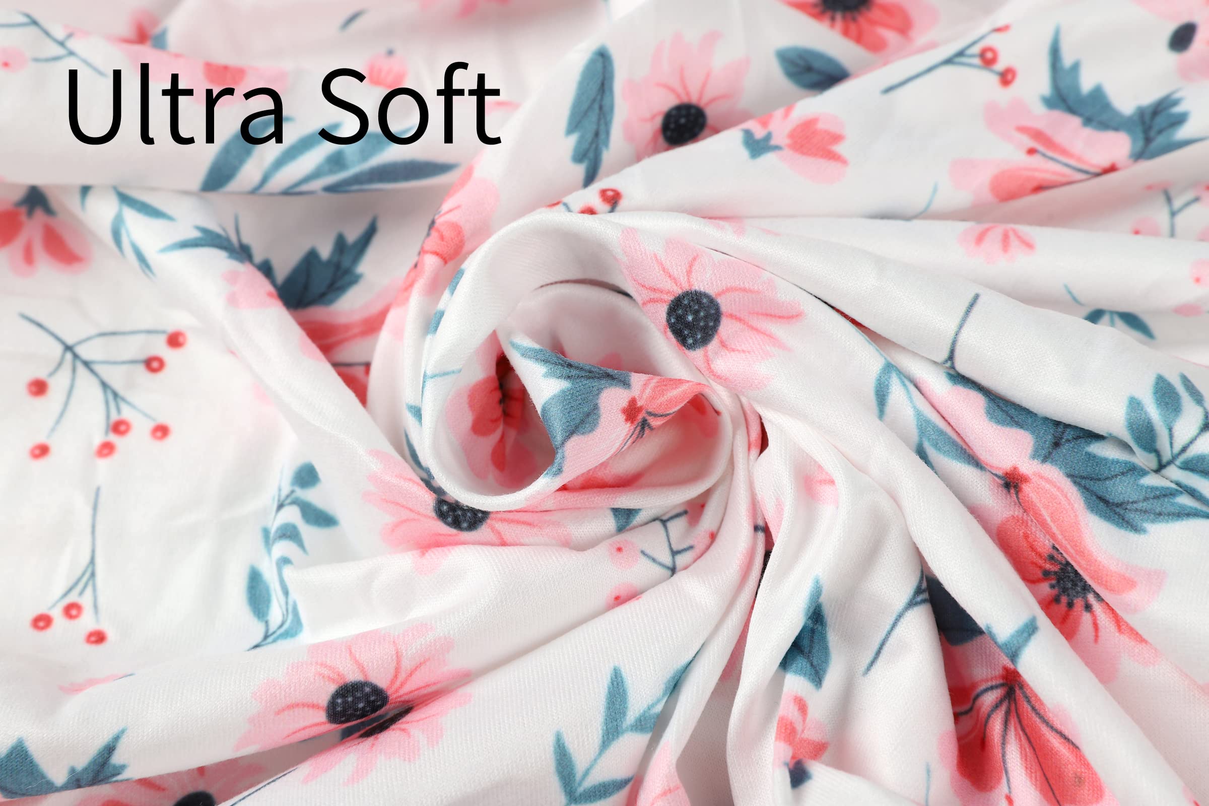 Tontukatu Changing Pad Cover Set 3 Pack Jersey Knit Ultra Soft for Baby Boys Girls Floral/Grey Rabbit/Pink