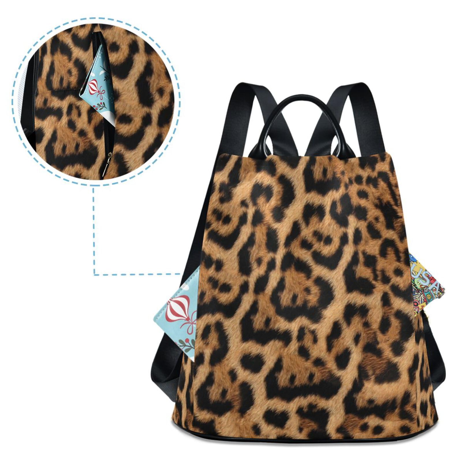 Sletend Cute Backpack for Women Leopard Print Casual Daypack Backpacks with Side Pocket Women’s Travel Backpack