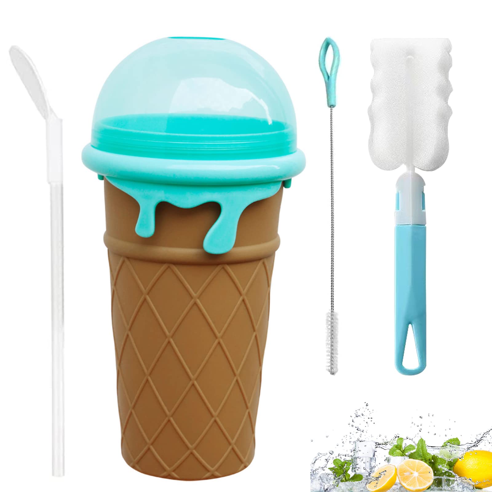 Slushy Cup Slushie Maker Cup Slushy Maker Cups Frozen Magic Slushy Maker Squeeze Cup Ice Cream Maker Slushie Cup Maker Squeeze Slushy Cups 500ML High-capacity(Coffee)