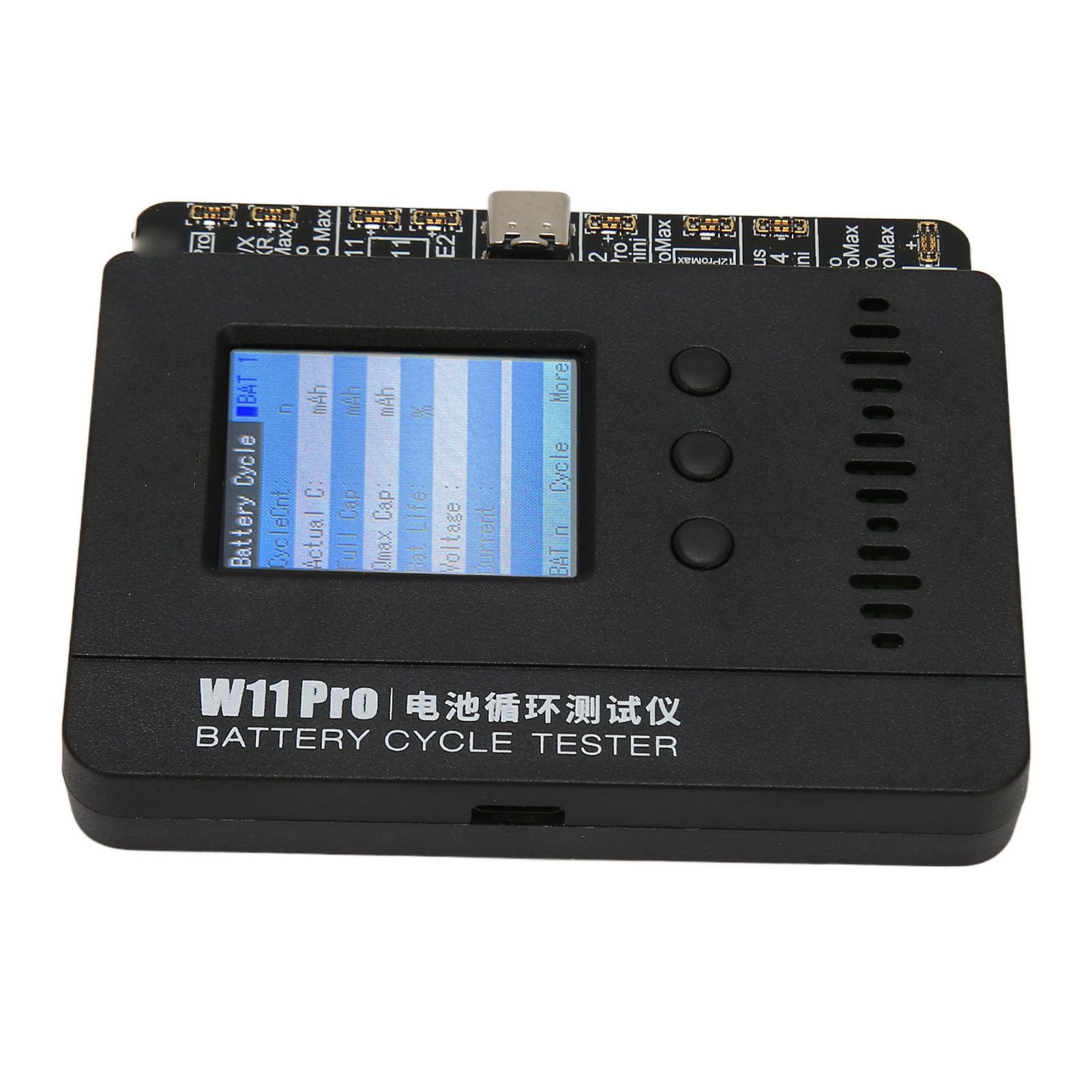Small Battery Tester, Automatic Parameter Matching Battery Cycle Tester 1.8 Inch TFT Display for Repair (US Plug)