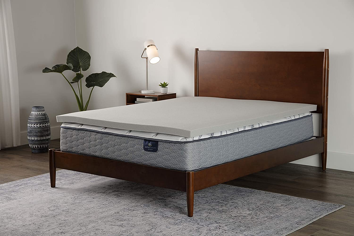 Serta Graphite Infused Pressure-Relieving Memory Foam Mattress Topper, 2 Inch, California King