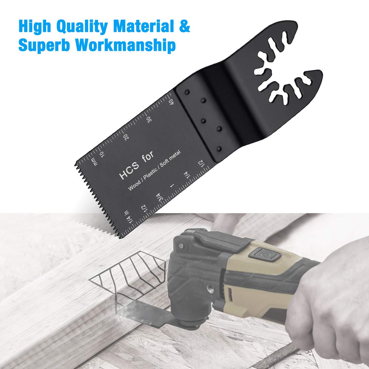 Powerextra 25 Wood Oscillating Multitool Quick Release Saw Blades Compatible with Fein Multimaster Porter Cable Black & Decker Bosch Craftsman Ridgid Ryobi Makita Milwaukee Dewalt Rockwell