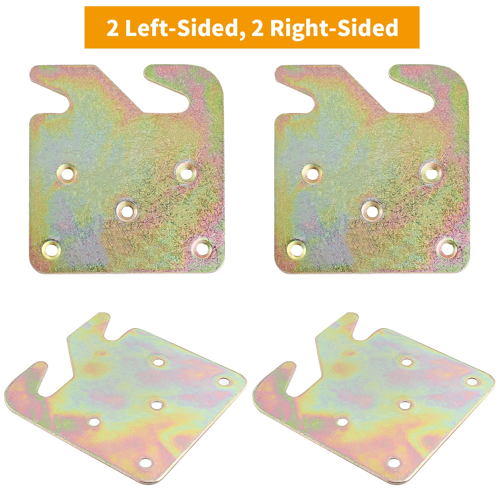Suiwotin 4 Sets Bed Rail Hook Plates, Heavy Duty Bed Rail Fitting Bracket with Mounting Screws, Universal Wood Bed Rail Hooks Hardware for Bed Frames, Headboards, Foot-Boards (Galvanized Brass)