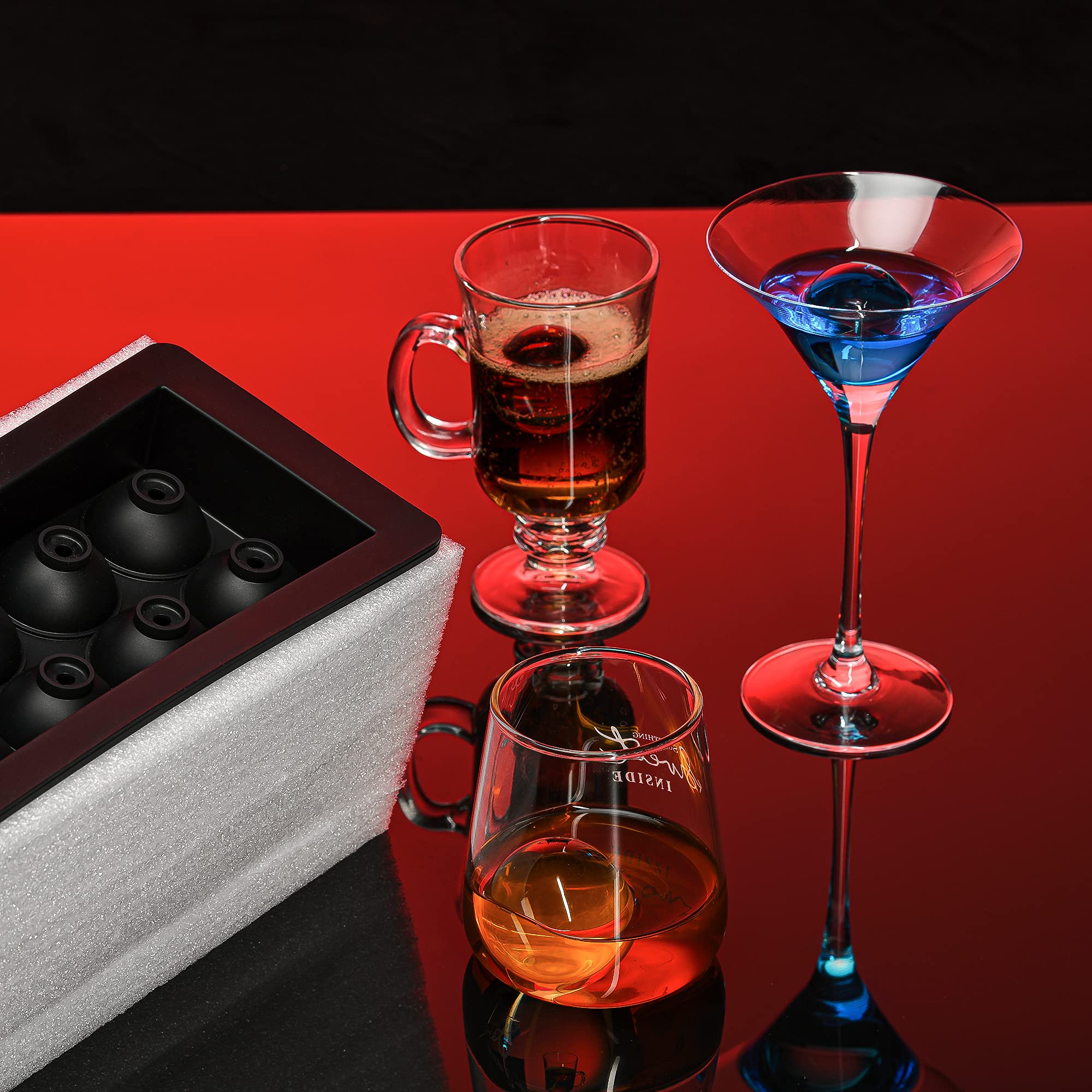 Sphere Clear Ice Cube Tray - Crystal Clear 1.7 Inch Ice Ball Maker,10 Silicone Round Ice Cubes Mold for Whiskey and Cocktail
