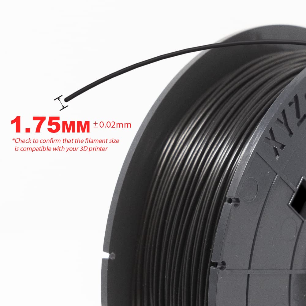 PLA 3D Printer Filament, XYZPrinting PLA Filament 1.75mm, Dimensional Accuracy +/- 0.02mm, 600g Spool (1.3lbs), 1.75mm, PLA Black