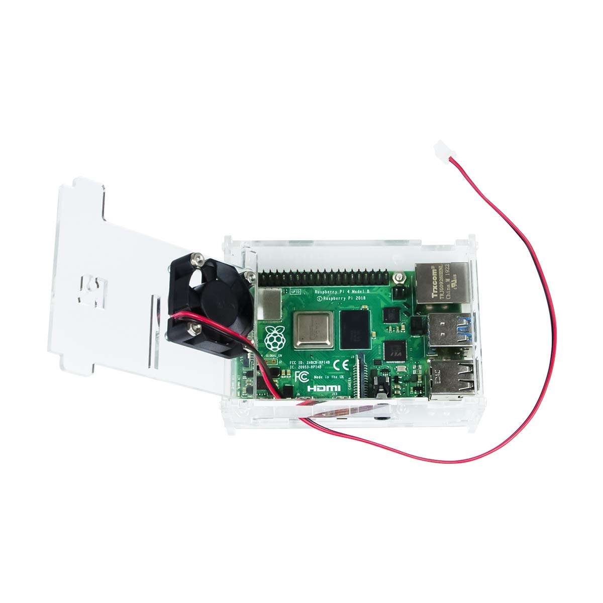Raspberry Pi 4 Case, Acrylic Case with Cooling Fan for Raspberry Pi 4 Model B/Pi 3B+