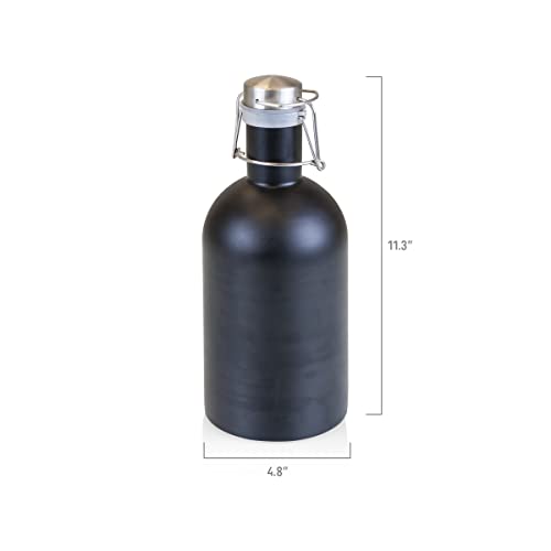 Stainless Steel 64-Ounce Beer Growler by LEGACY - a Picnic Time Brand, Black Matte Finish