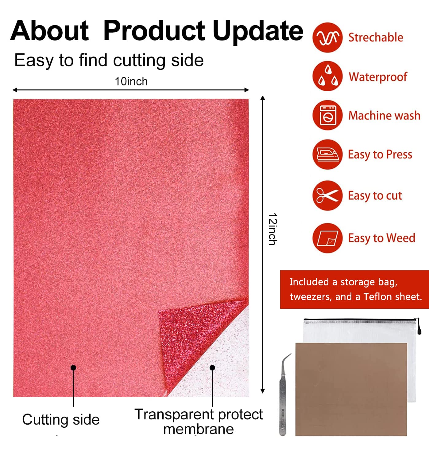 SGHUO 16 Pack Glitter HTV Heat Transfer Vinyl