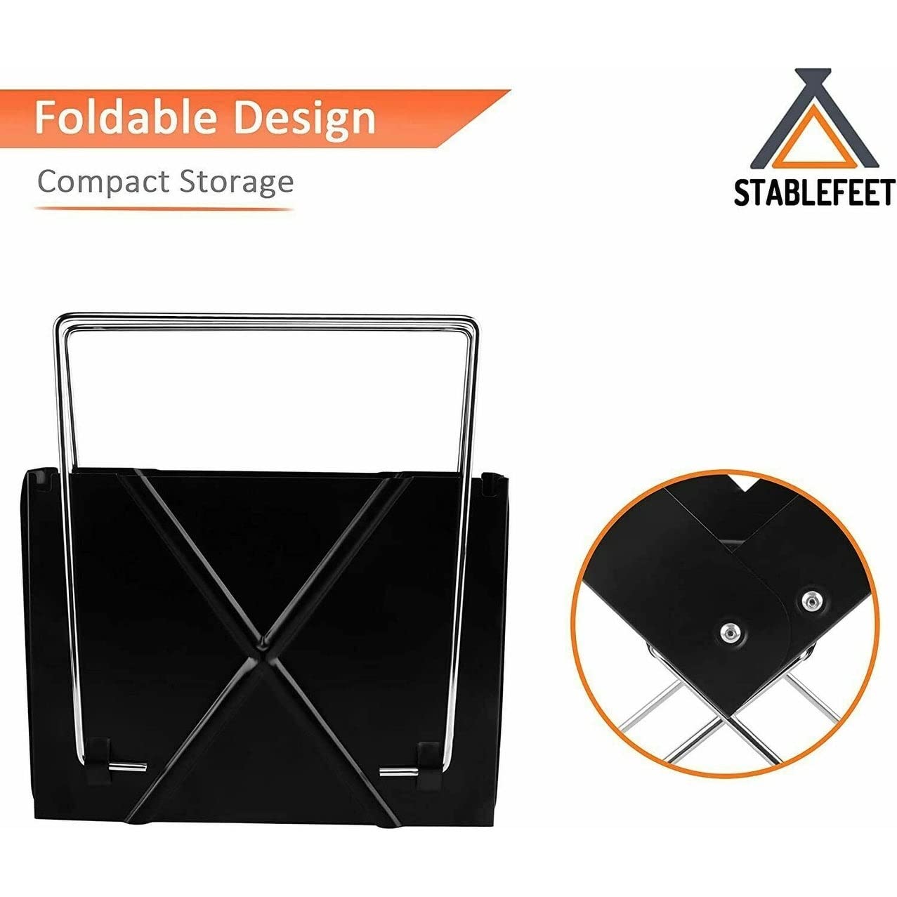 Portable Grill Charcoal Barbecue Grilldetachable Collapsible Mini Tabletop Camping Bbq Black Steel