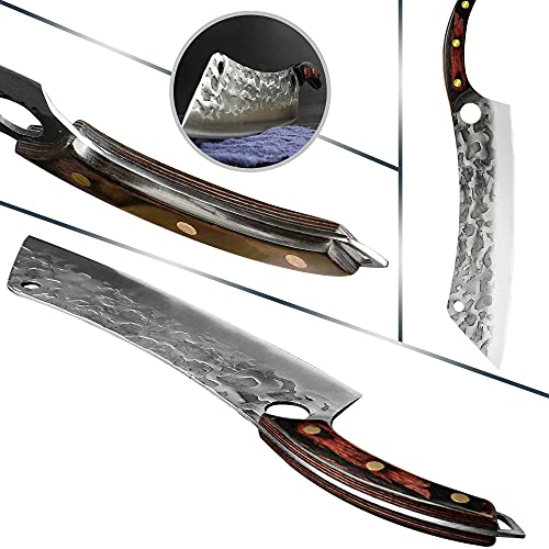 XYJ Full Tang 12 Inch Long Knife Finger Hole Design Stainless Steel Extra Long Blade Ergonomic Wood Handle Japanese Chef Vegetable Knife For Cutting Cake Watermelon Brisket