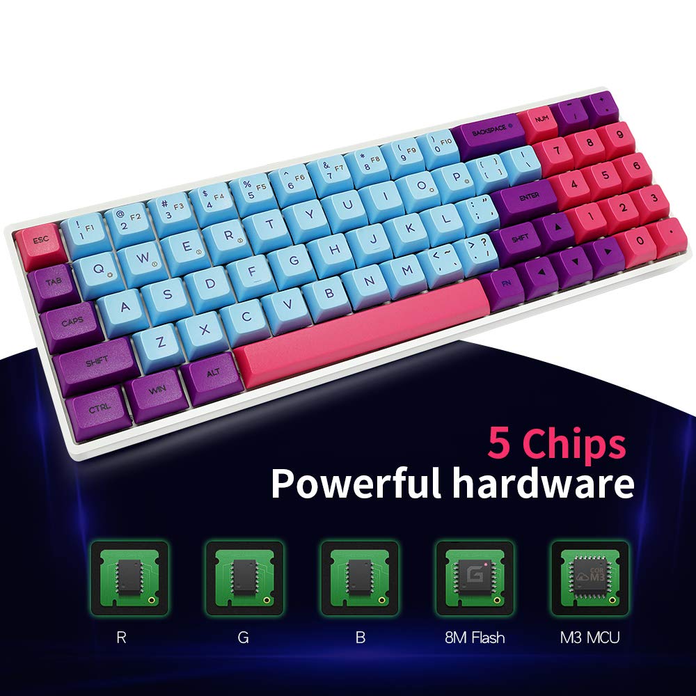 SK64 Joker Wired 70 Keys Multi Color RGB Illuminated LED Backlit Programmable with PBT Heat Sublimation Keycaps for PC/Mac Gamer(Joker Limited Edition, Gateron Optical Brown)