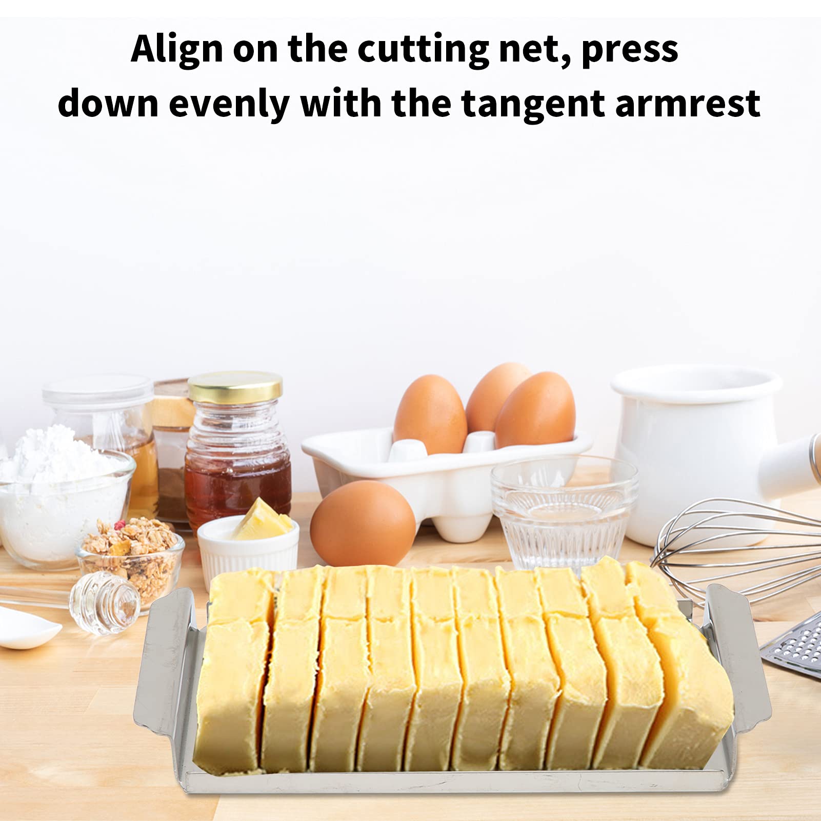 Stainless Steel Cutter Style Butter Case, Butter Slicer Metal Saucer with Plastic Transparent Cover Covered Cheese Storage Container with Knife for Kitchen(White)