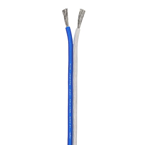 Skar Audio 12 Gauge (AWG) Elite Oxygen-Free Copper Audio Speaker Wire - 100 Feet (Blue/White)