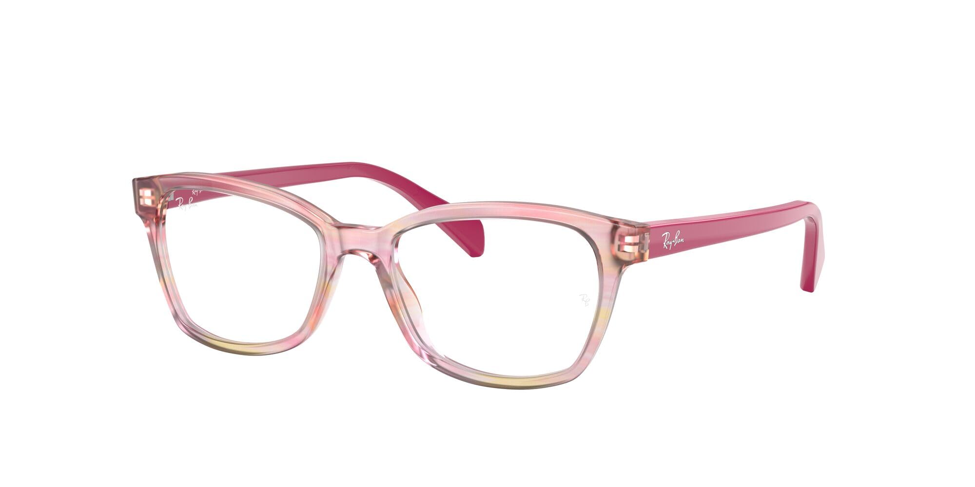 Ray-Ban Junior Girls' RY1591 Square Prescription Eyeglass Frames, Fuchsia Striped Multicolor/Demo Lens, 46 mm